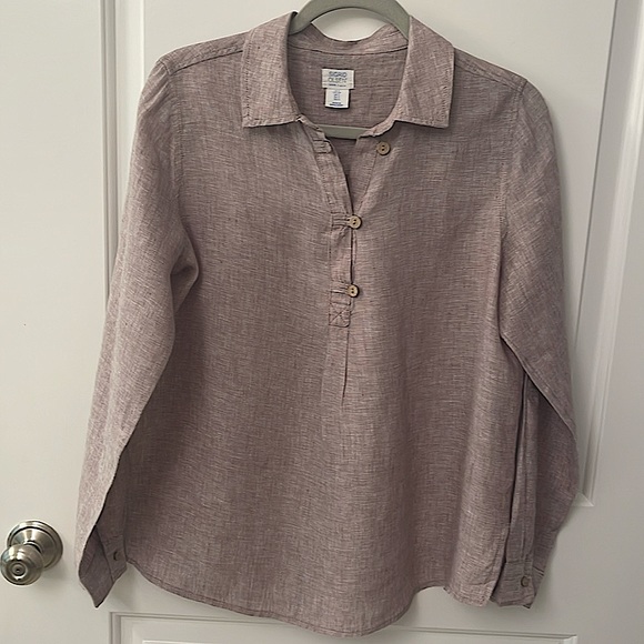 Sigrid Olsen | Tops | Linen Sigrid Olsen Long Sleeveroll Upcollared ...